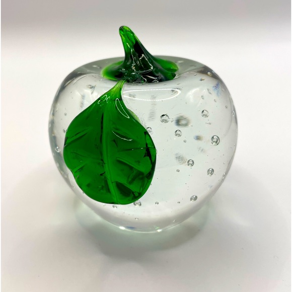 Art | Art Glass Apple Paperweight With Green Leaf Stem And Controlled ...